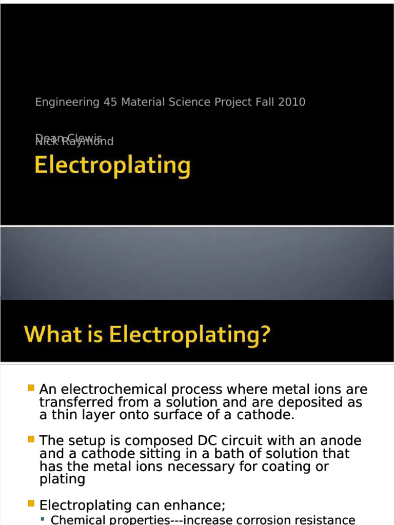 Powerpoint Electroplating | PDF | Industrial Processes | Building Materials