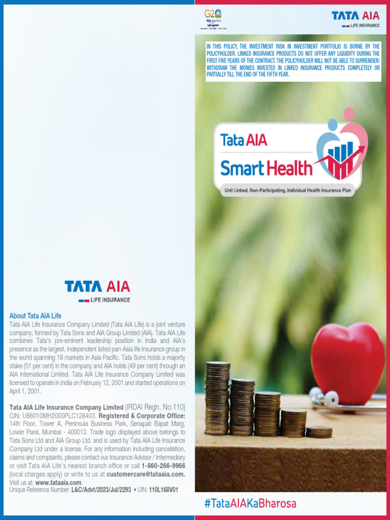 Tata-AIA-Smart-Health-Brochure | PDF | Money Market Fund | Investing