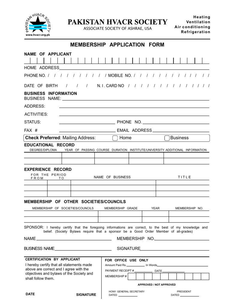 Membership Form For Professionals | PDF | Payments