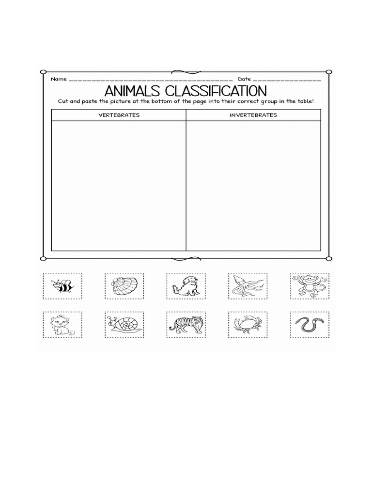 Cut and Paste Animal Classification Vertebrate Worksheets - 154000.jpg ...