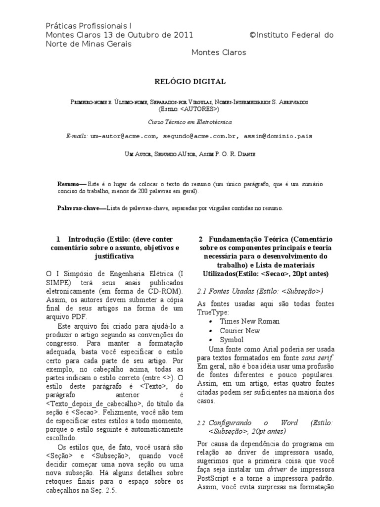 Modelo Artigo Praticas Duas Colunas | PDF | Impressora (informática) | Microsoft Windows