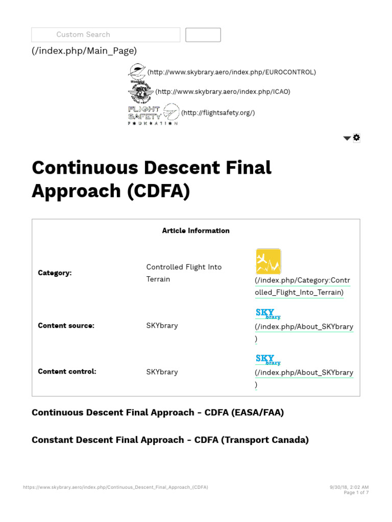 Continuous Descent Final Approach CDFA | PDF | Aviation | Aviation Safety