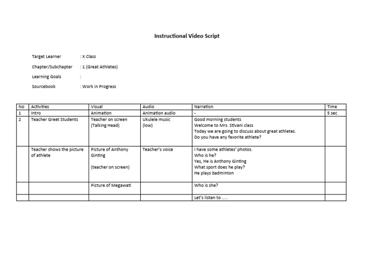 Template-Instructional Video Script | PDF