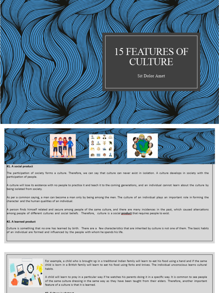 15 Features of Culture | PDF | Traditions | Rituals