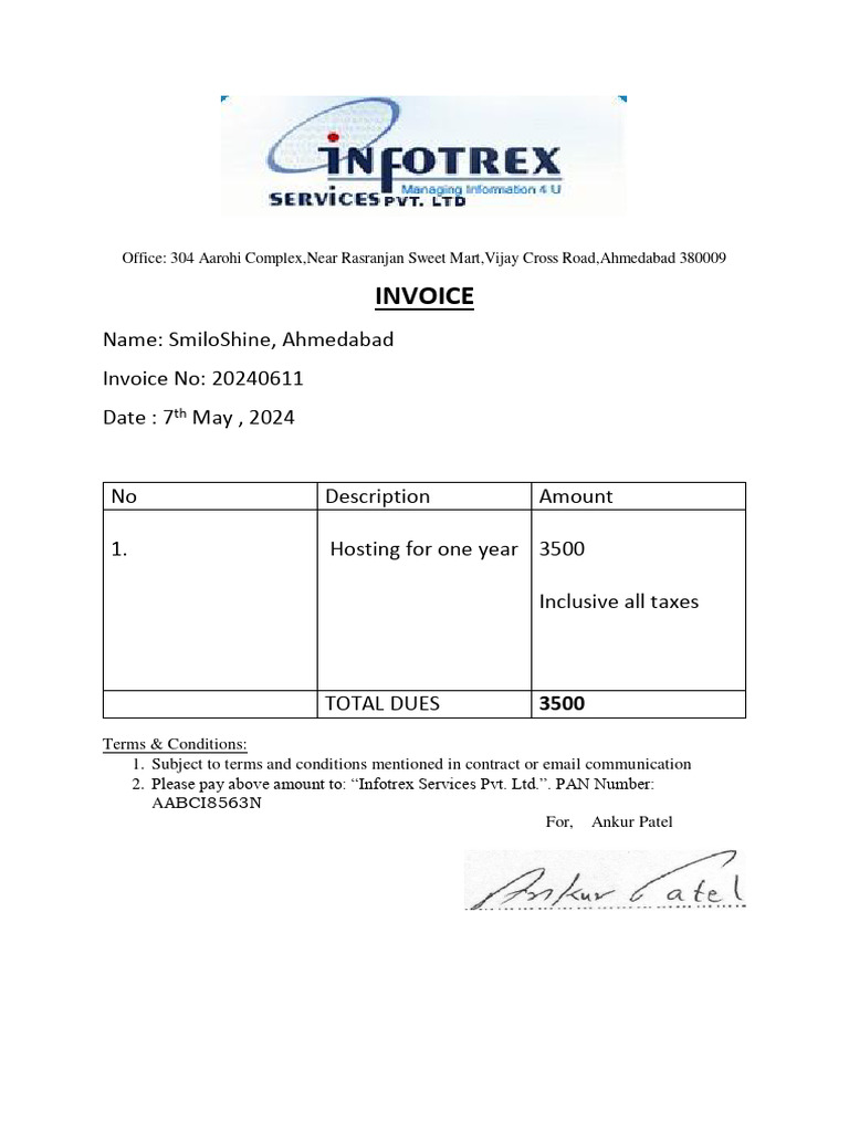 Invoice for SmiloShine Hosting | PDF | Finance & Money Management