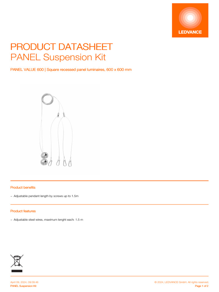 PANEL Suspension Kit Datasheet | PDF | Length