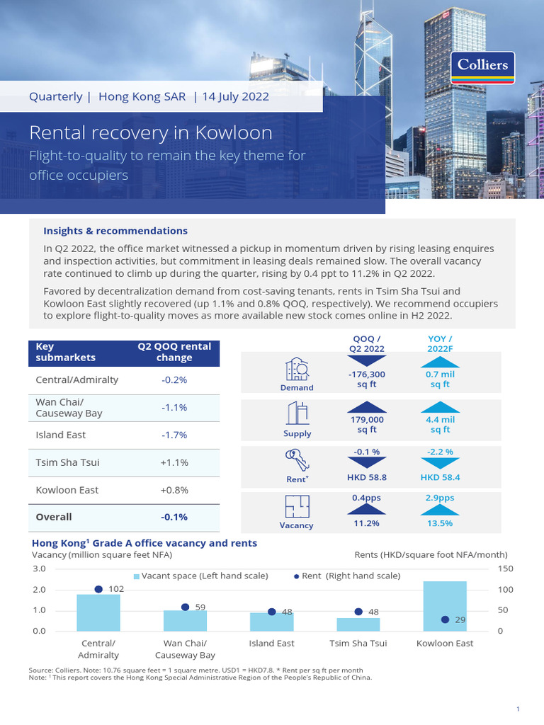 Colliers - Hong - Kong - Quarterly - Office - Q2 2022 - FINAL | PDF ...