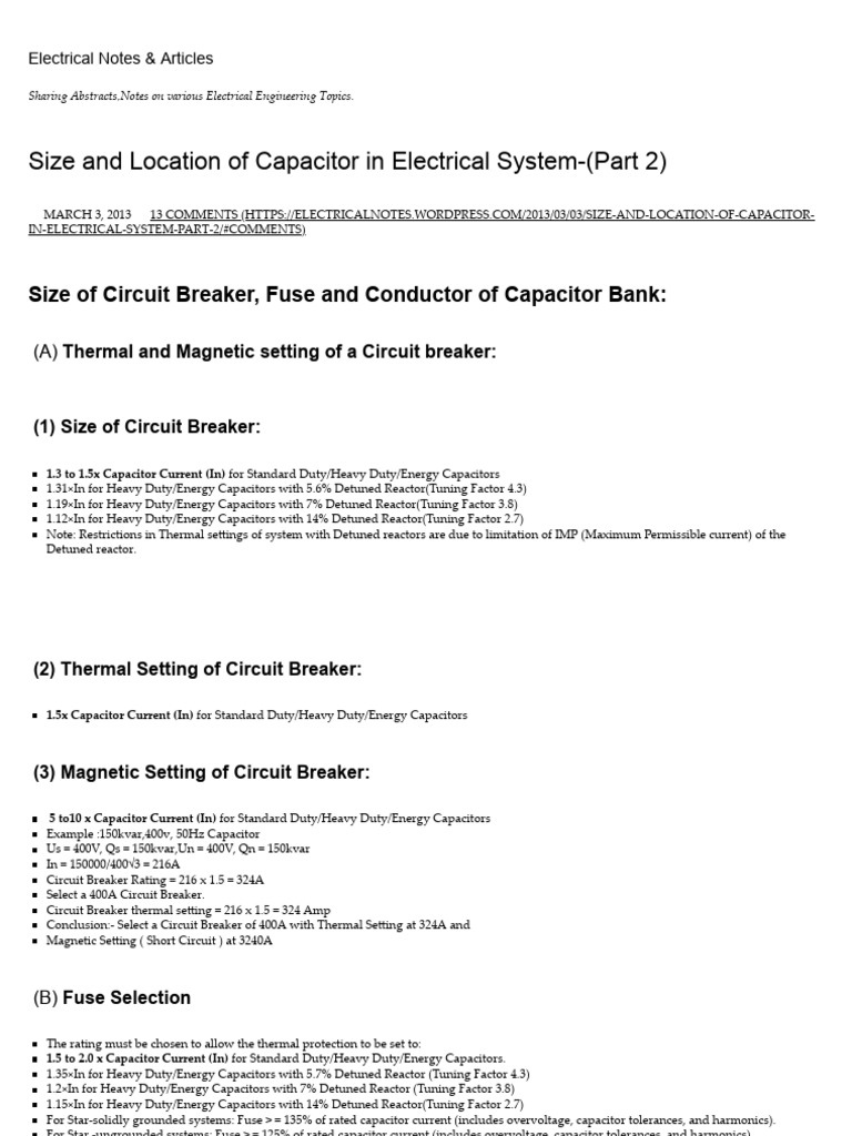 Capacitor Sizing & Placement Guide | PDF | Transformer | Capacitor