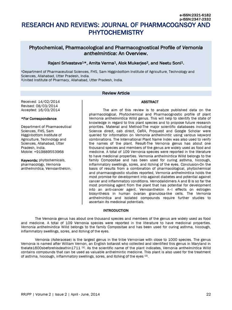 Phytochemical, Pharmacological and Pharmacognostical Profile of ... Phytochemical, Pharmacological and Pharmacognostical Profile of ...