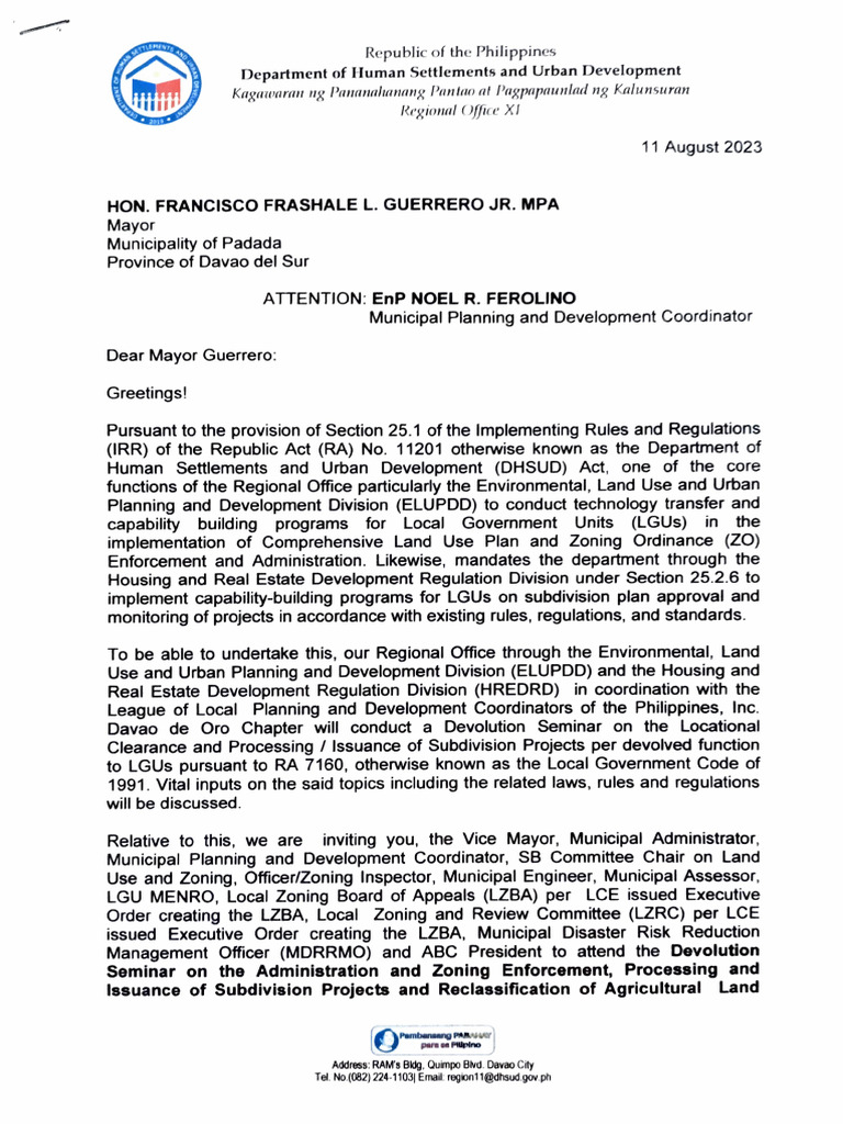 Padada - Devolution Training Invitation | PDF | Government