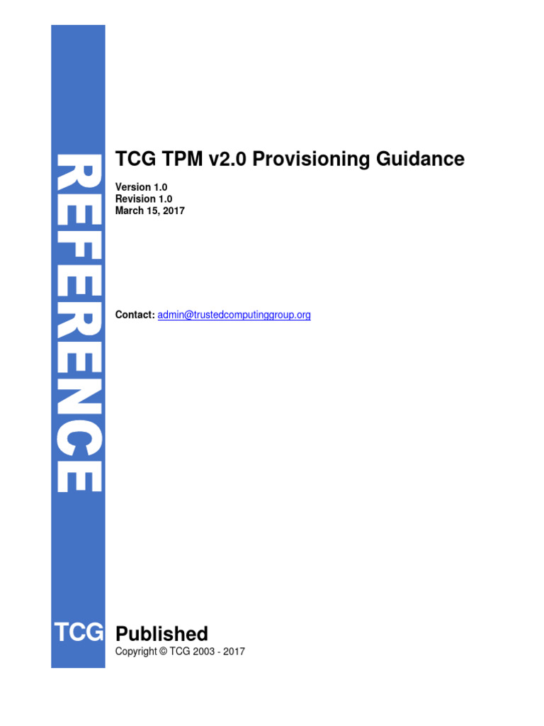 TCG TPM v2.0 Provisioning Guidance Published v1r1 | PDF | Virtual ...