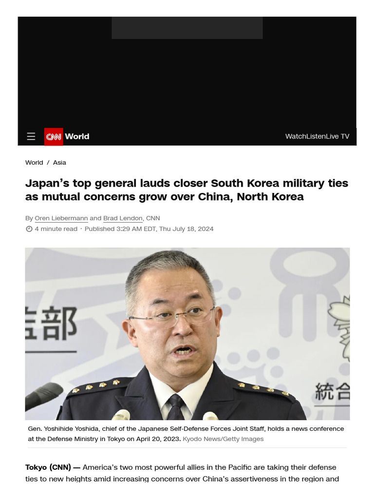 Japan's Top General Lauds Closer South Korea Military Ties As Mutual ... Japan's Top General Lauds Closer South Korea Military Ties As Mutual ...