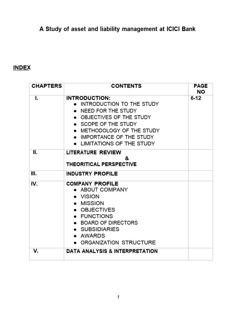 A Study of Asset and Liability Management at ICICI Bank | PDF ...
