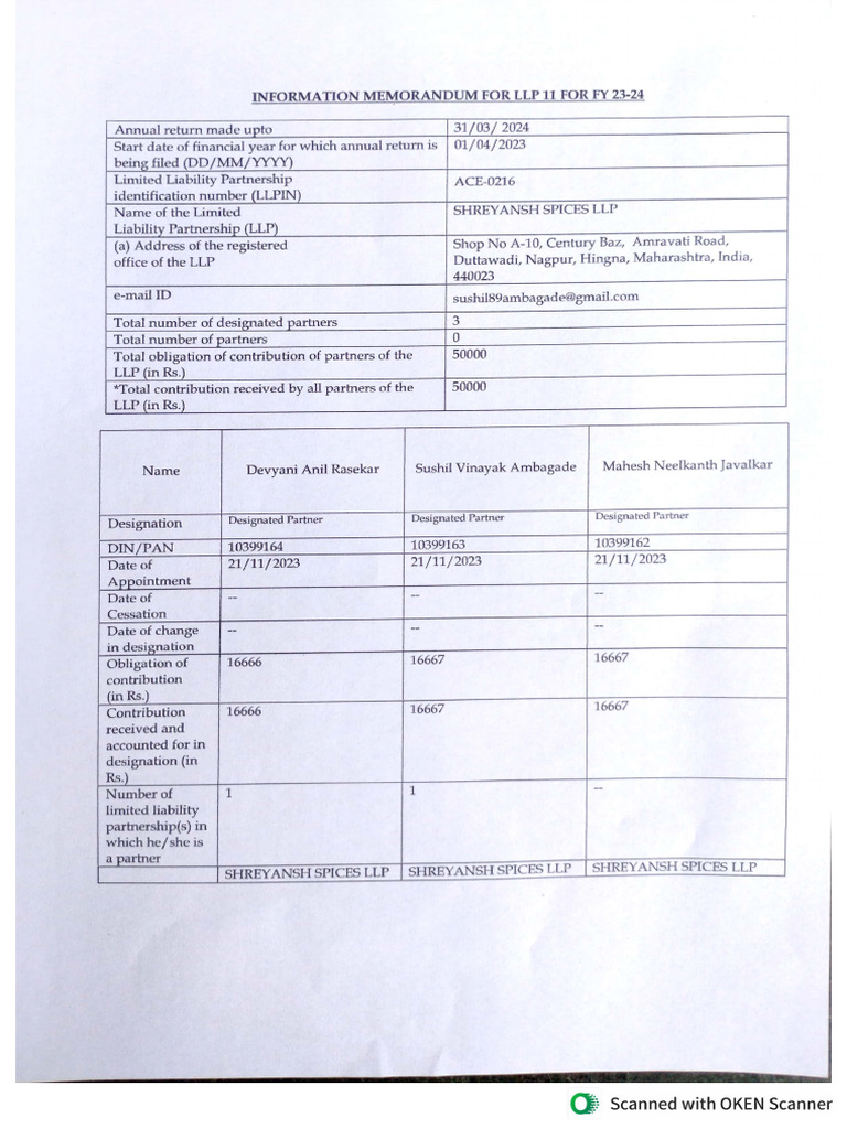 LLP Annual Return Documents | PDF