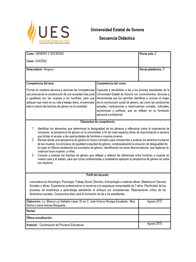 GeneroySociedad Ues | PDF | Evaluación | Salón de clases