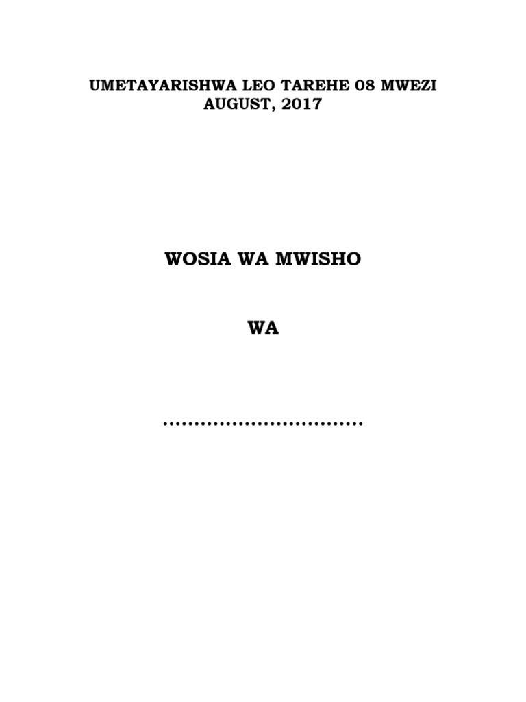 Wosia Wa Mwisho Wa Mr..... - 1 | PDF