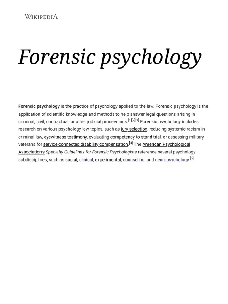 Forensic Psychology: History and Impact | PDF | Insanity Defense ...