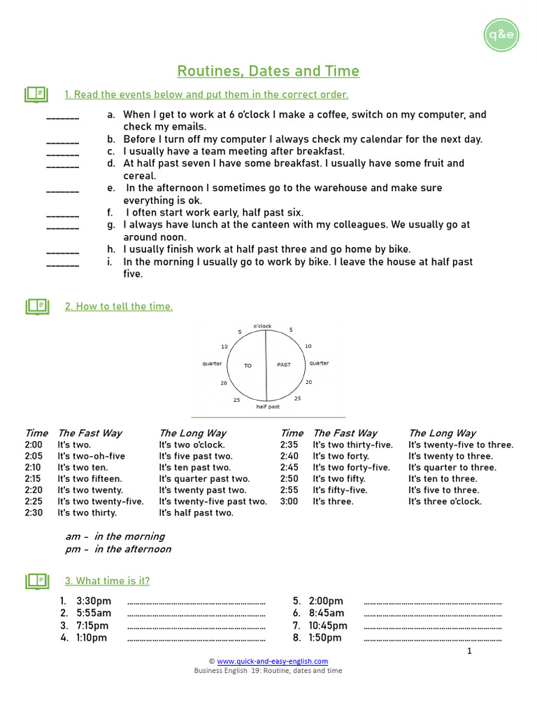 Business English: Routines and Time | PDF