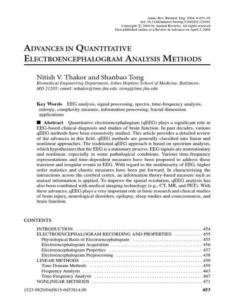Advances in Quantitative Electroencephalogram Analysis Mathod | PDF ...