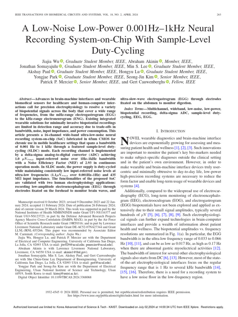 A Low-Noise Low-Power 0.001Hz1kHz Neural Recording System-On-Chip With ...