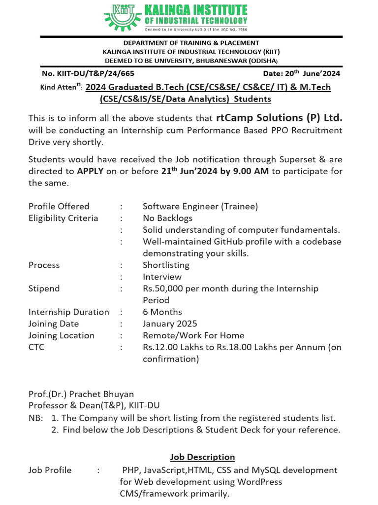 Registration For Rtcamp Internship Cum PPO Recruitment Drive For 2024 ...