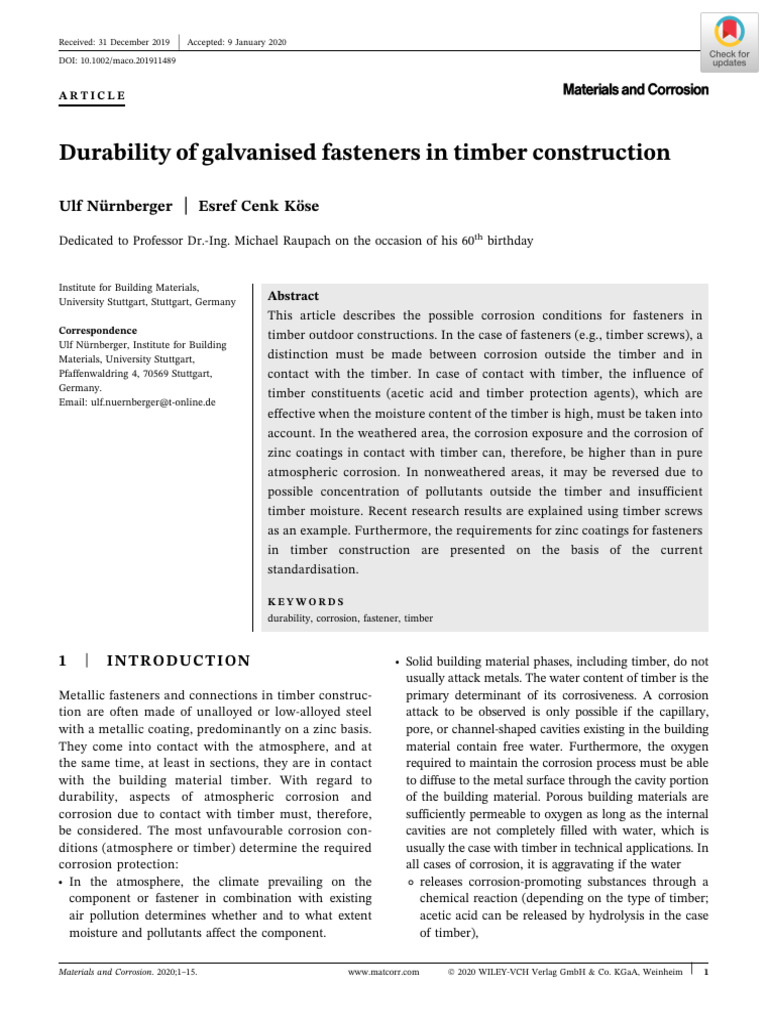 Corrosion HDG Screw in Timber | PDF | Corrosion | Wood