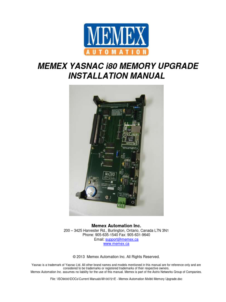M100721E Memex Automation MxI80 Memory Upgrade Web | PDF | Computer ...