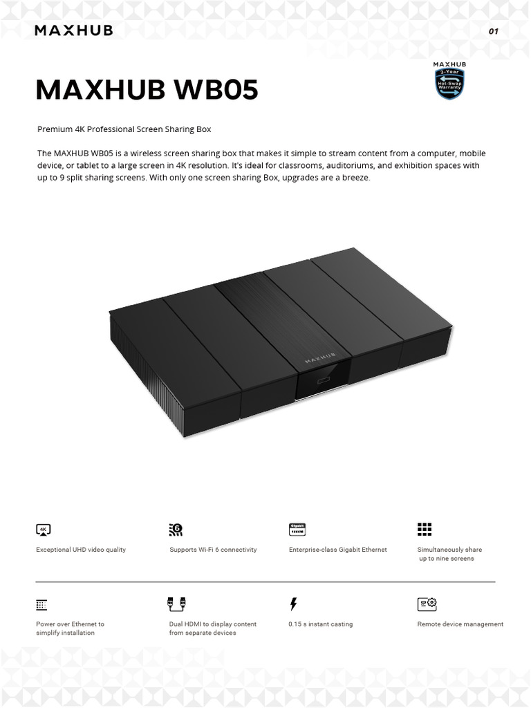 MAXHUB WB05 Datasheet (20230406) | PDF | Hdmi | Wi Fi