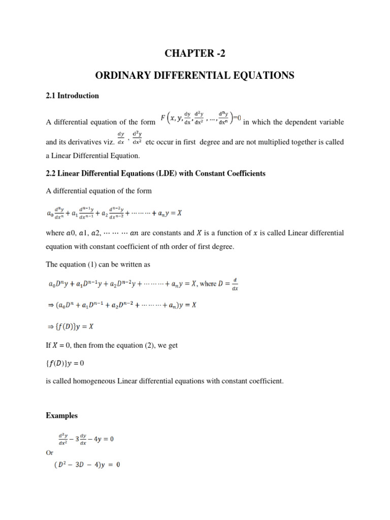 Linear Differential Equations - NEW | PDF | Equations | Ordinary ...
