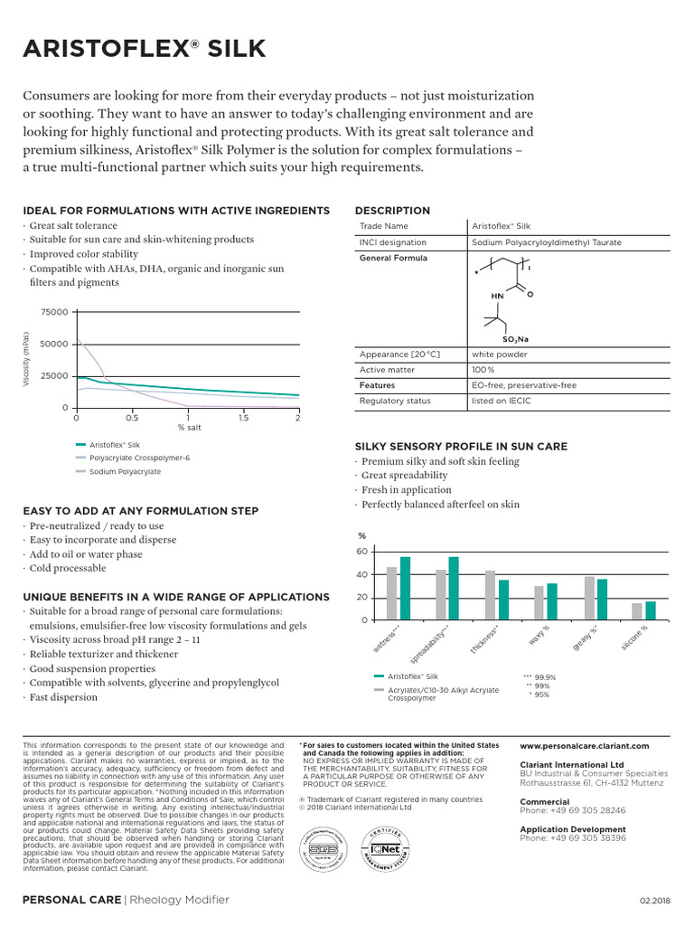TDS Aristoflex Silk English | PDF | Materials | Chemical Substances