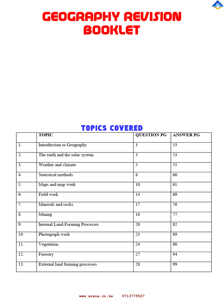 Geography Revision Booklet New | PDF | Rock (Geology) | Earth