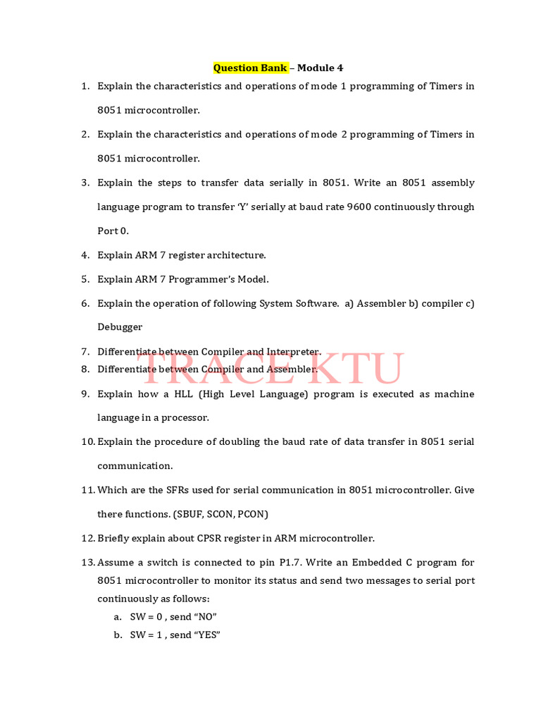 Question Bank CAM - Module 4 | PDF | Microcontroller | Computer Programming