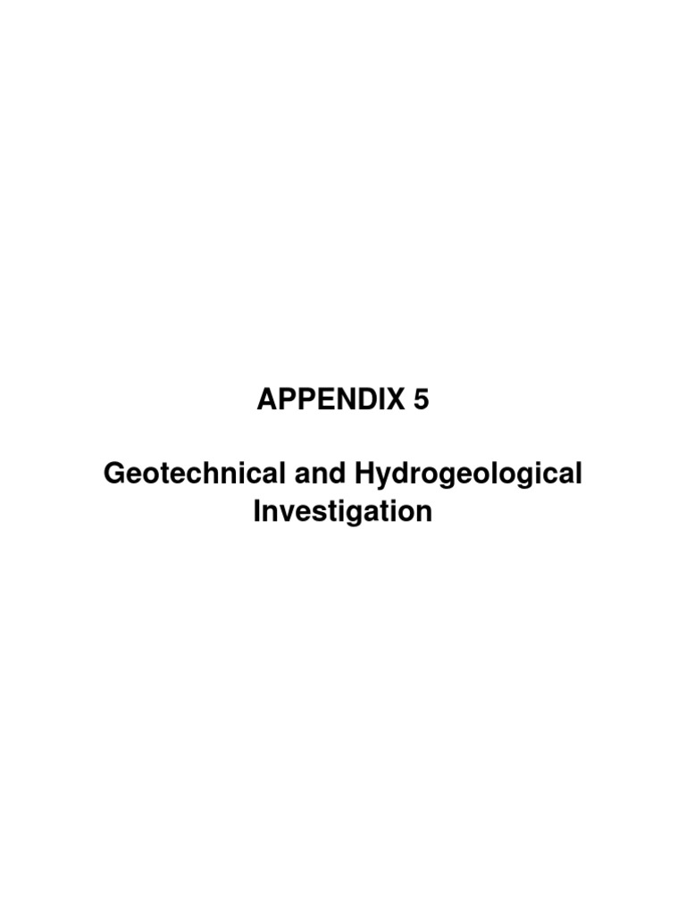 Appendix 5 Geotechnical And Hydrogeological Investigation Pdf
