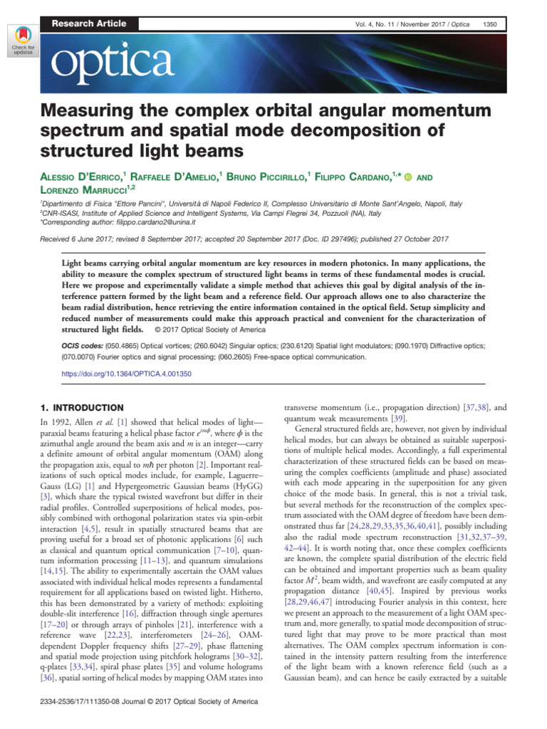 Measuring The Complex Orbital Angular Momentum Spectrum And Spatial