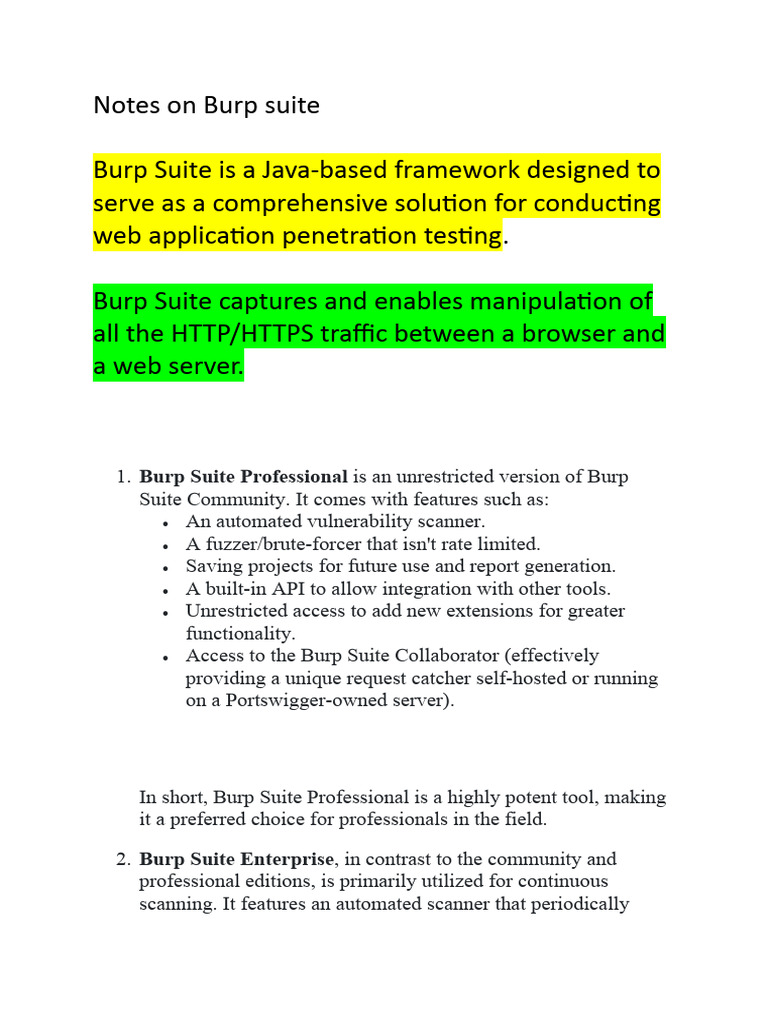 Notes on Burp suite | Download Free PDF | World Wide Web | Internet & Web