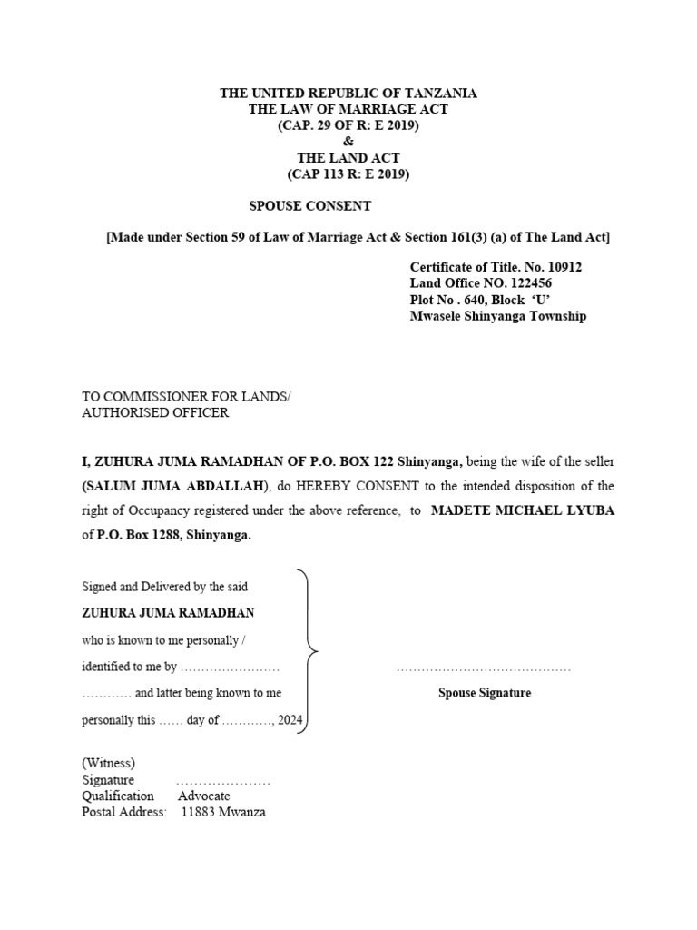 Spouse - Consent - Form 2 | PDF