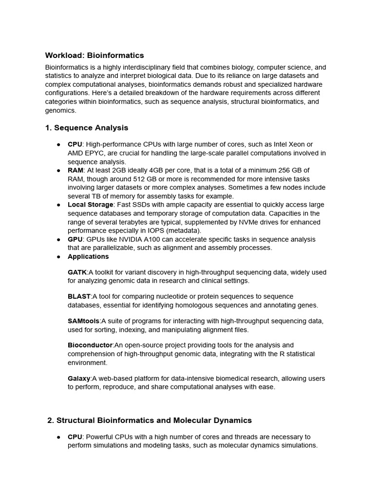 Bioinformatics Hardware Requirements | PDF | Bioinformatics | Graphics ...