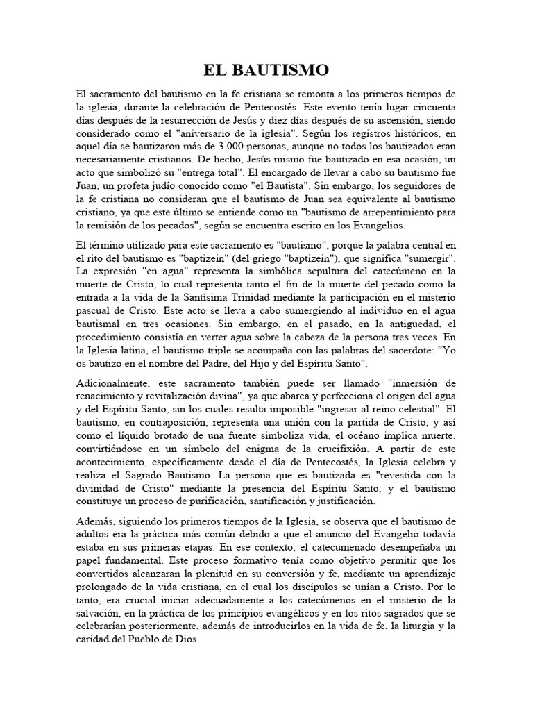El Bautismo | PDF | Bautismo | Sacramentos