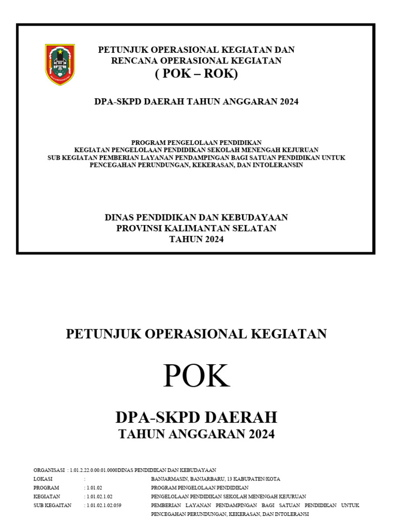 POK ROK 2024: Pendampingan SMK Kalsel | PDF