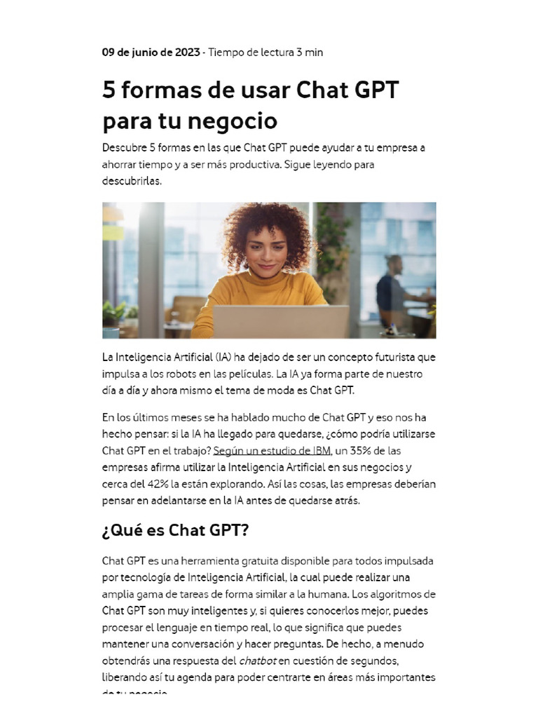 5 Formas de Usar Chat GPT para Tu Negocio | PDF