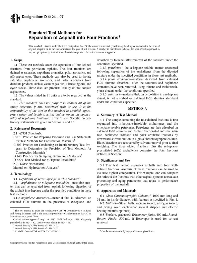 ASTM D4124 | Download Free PDF | Filtration | Elution