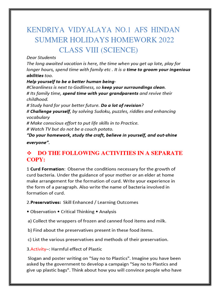 HHW Science Class Viii 2022 | PDF | Vaccines | Immune System