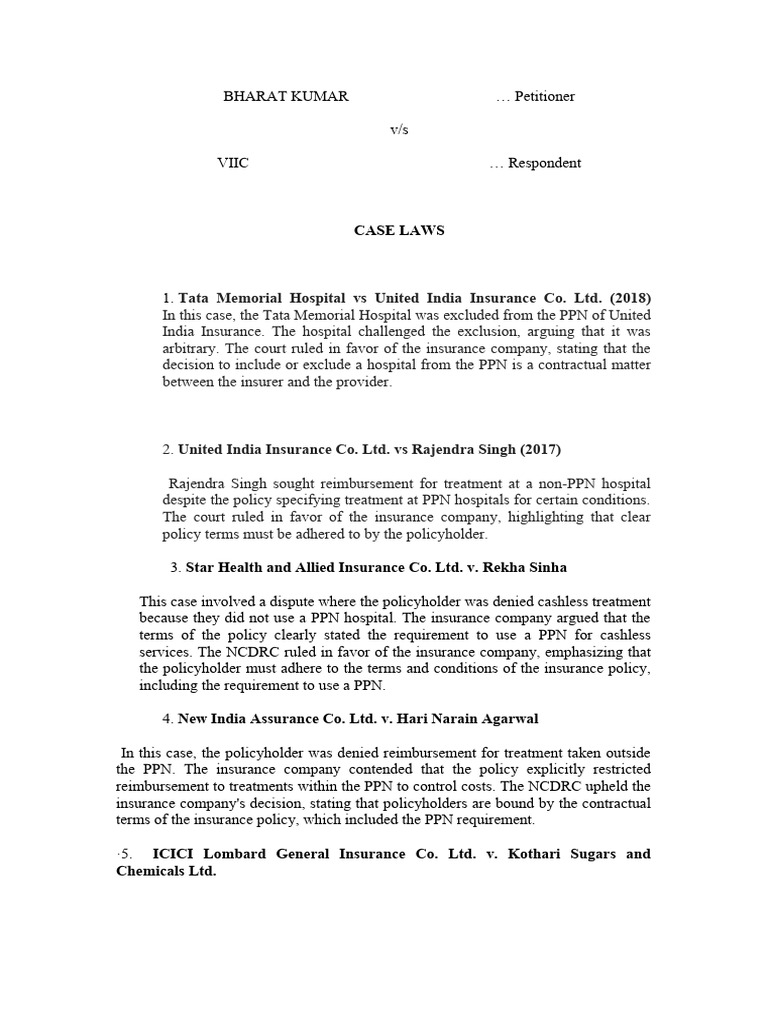 Bharat Kumar - Vs - Viic Case Laws | PDF | Insurance | Business Law