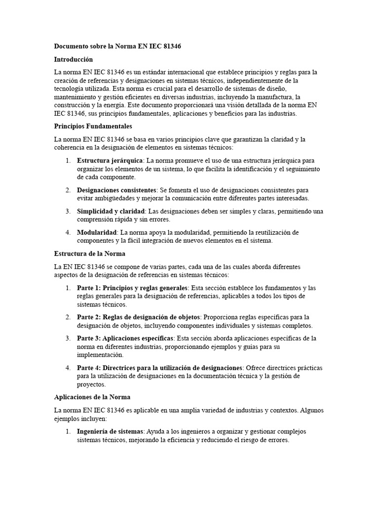 Norma EN IEC 81346: Principios y Aplicaciones | PDF | Ingeniería ...