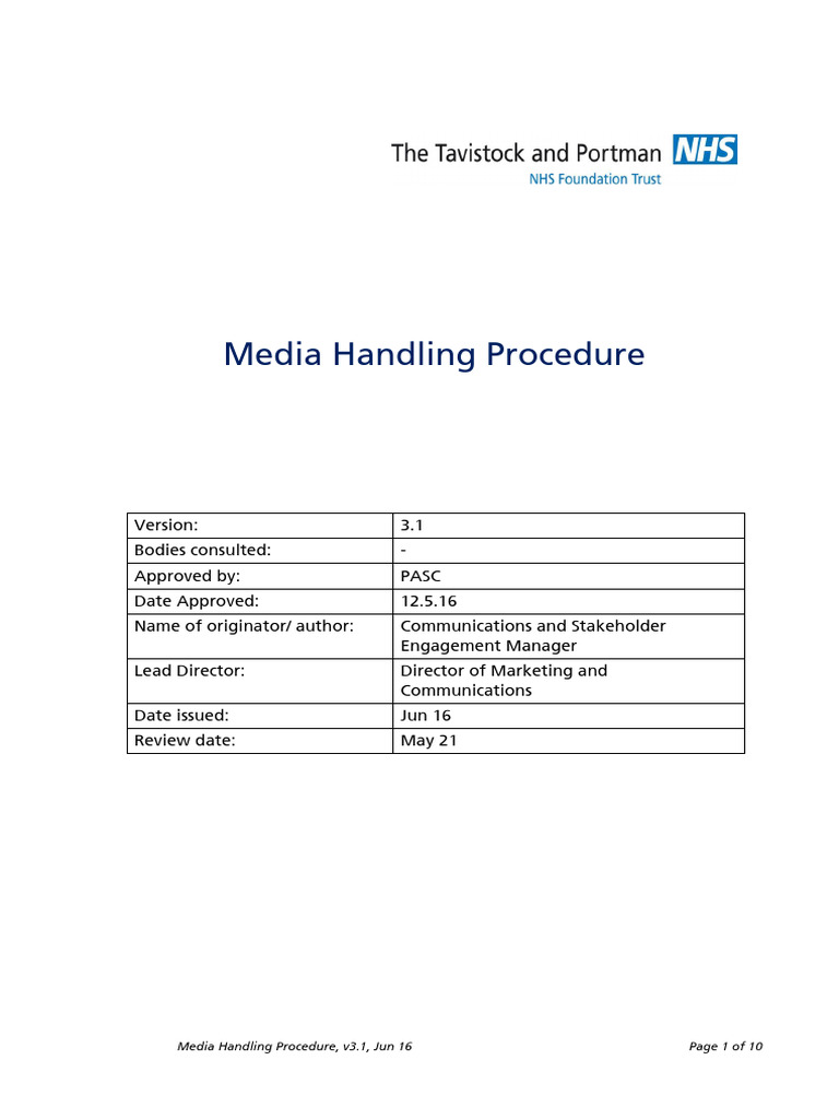 Media Handling Procedure Overview | PDF | Policy | Media (Communication)