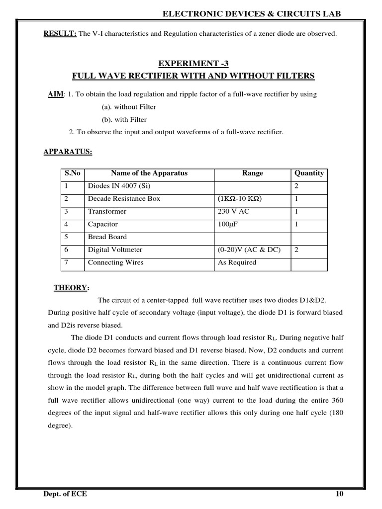 Full Wave Rectifier Manual | PDF | Rectifier | Power Electronics