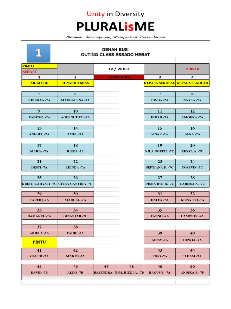 Denah Bus Outing Class | PDF