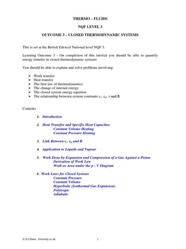 Closed Thermodynamic Systems | PDF | Heat | Enthalpy