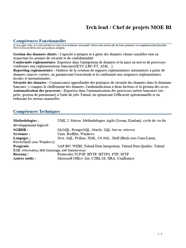 Dossier de Compétence Exemple | PDF | Gestion de projet | Microsoft SQL ...