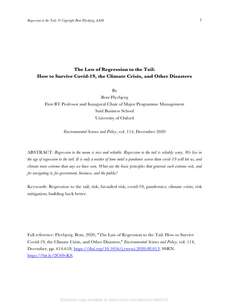 Law of Regression To The Tail | PDF | Risk | Mean